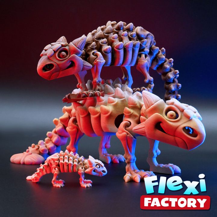 3D Printable Flexi Factory Skeleton Ankylosaurus by Flexi Factory